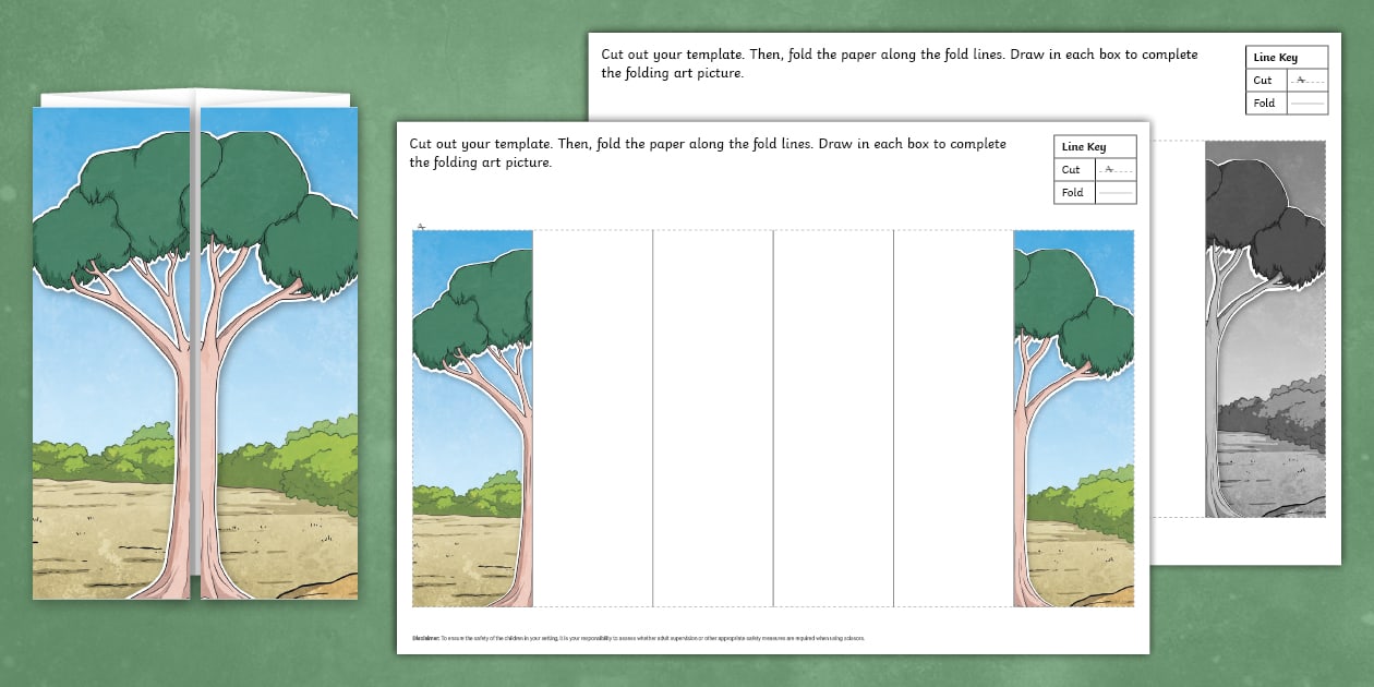 Eucalyptus Tree Folding Art Template (teacher made) - Twinkl
