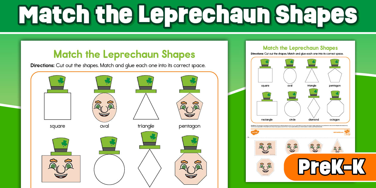 Match the Leprechaun Shapes Worksheet
