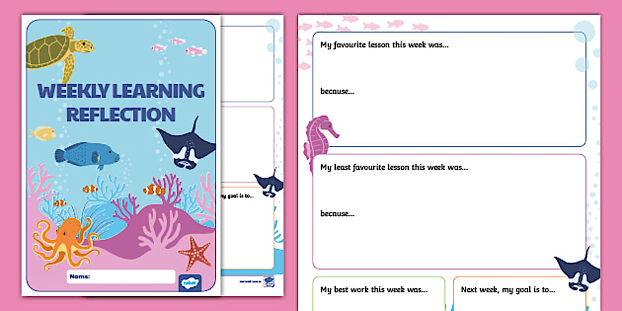 Great Barrier Reef Themed Weekly Reflection Log - Twinkl