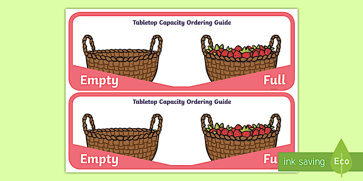 Capacity Ordering Guide (teacher made) - Twinkl