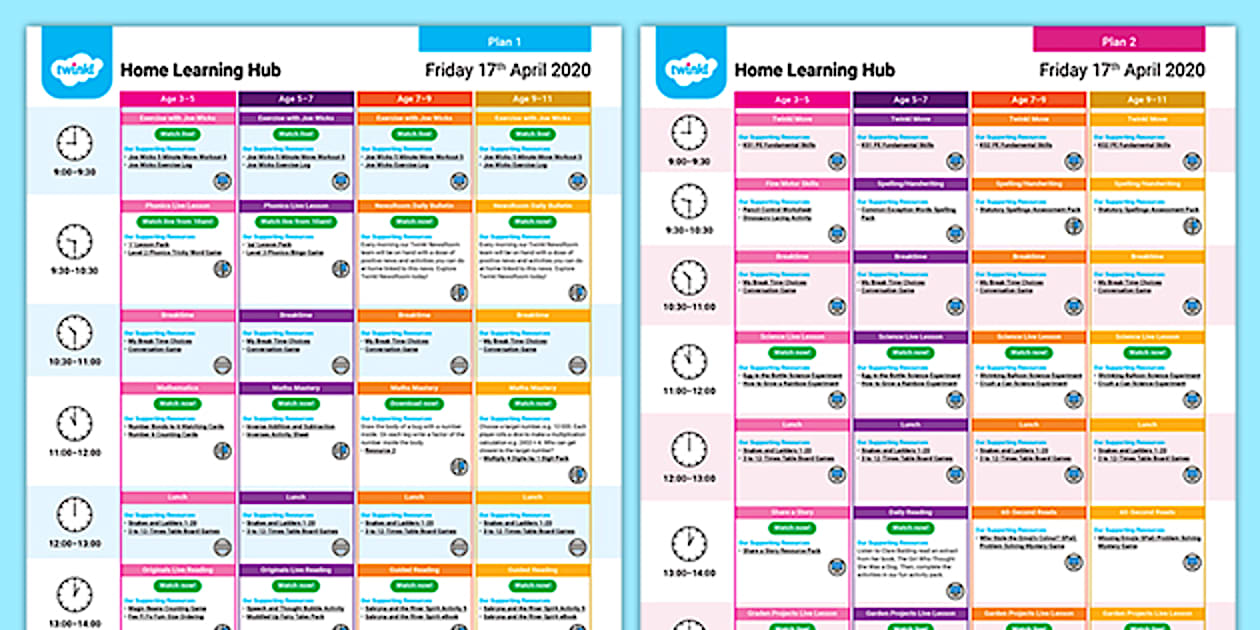Home Learning Hub Daily Plan Friday 17th April - Twinkl
