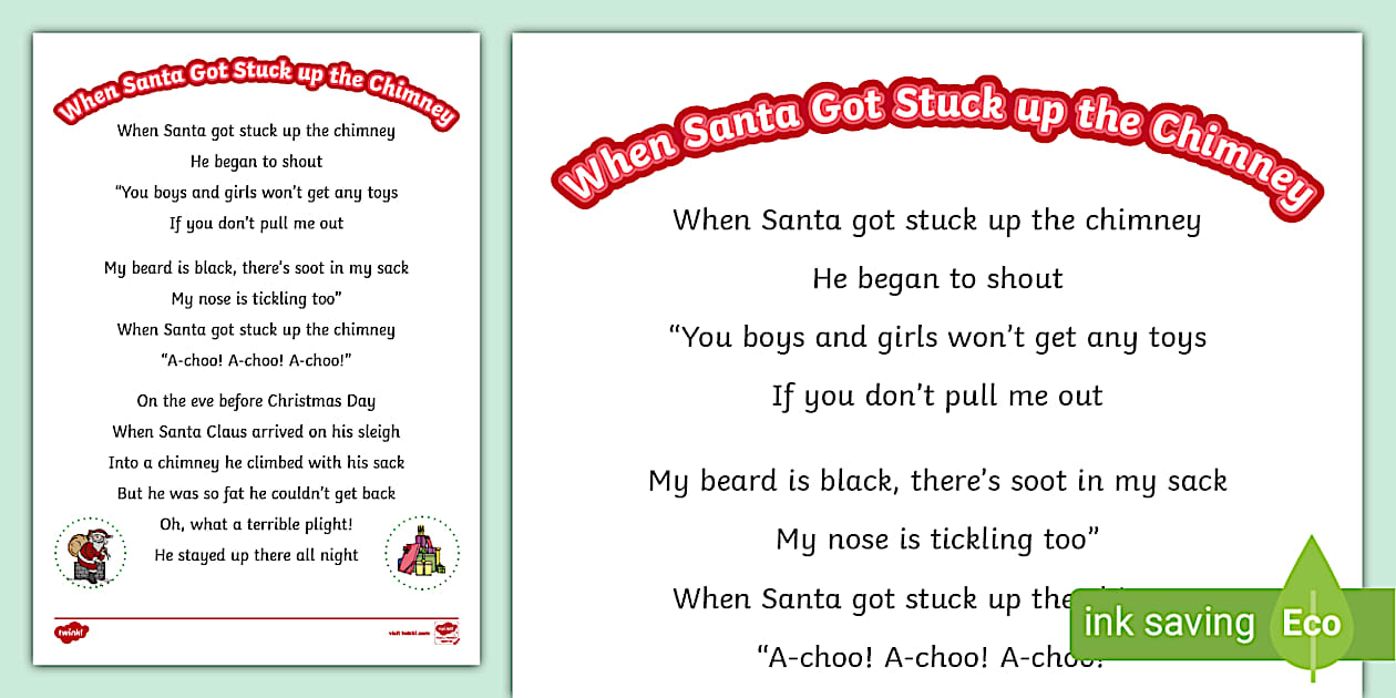When Santa Got Stuck Up the Chimney Song Lyrics - Twinkl