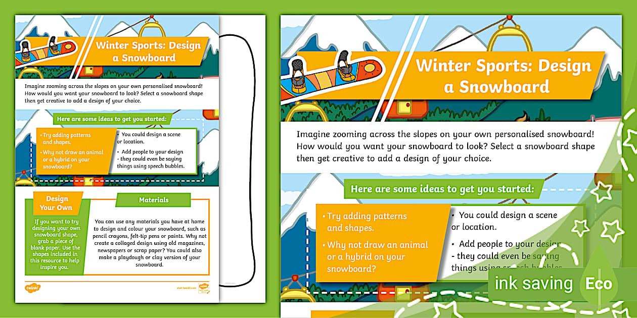 Winter Sports: Design a Snowboard (Ages 5 - 7) - Twinkl