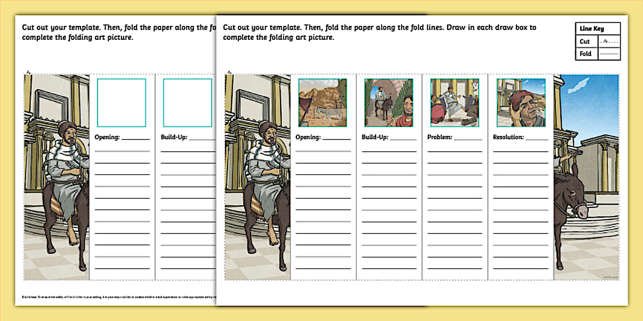 Palm Sunday Folding Comic Strip Template - Twinkl