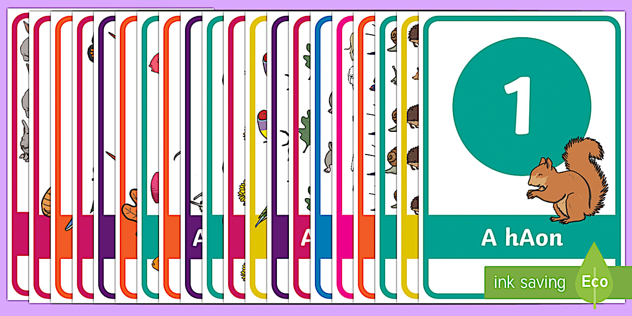 Editable Numbers in Irish 1-20 Display Pack - Twinkl