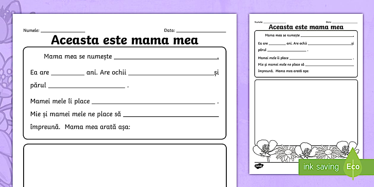 Compunere despre Ziua Mamei - Aceasta este mama mea - Twinkl