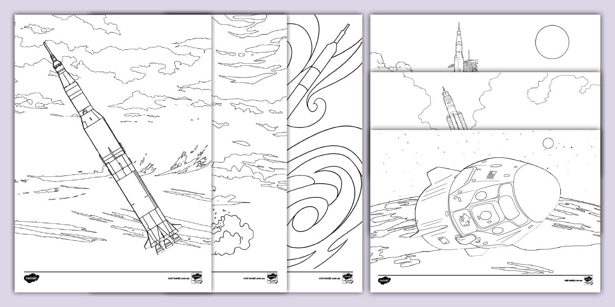 Space Shuttles and Rockets Colouring Pages - Twinkl
