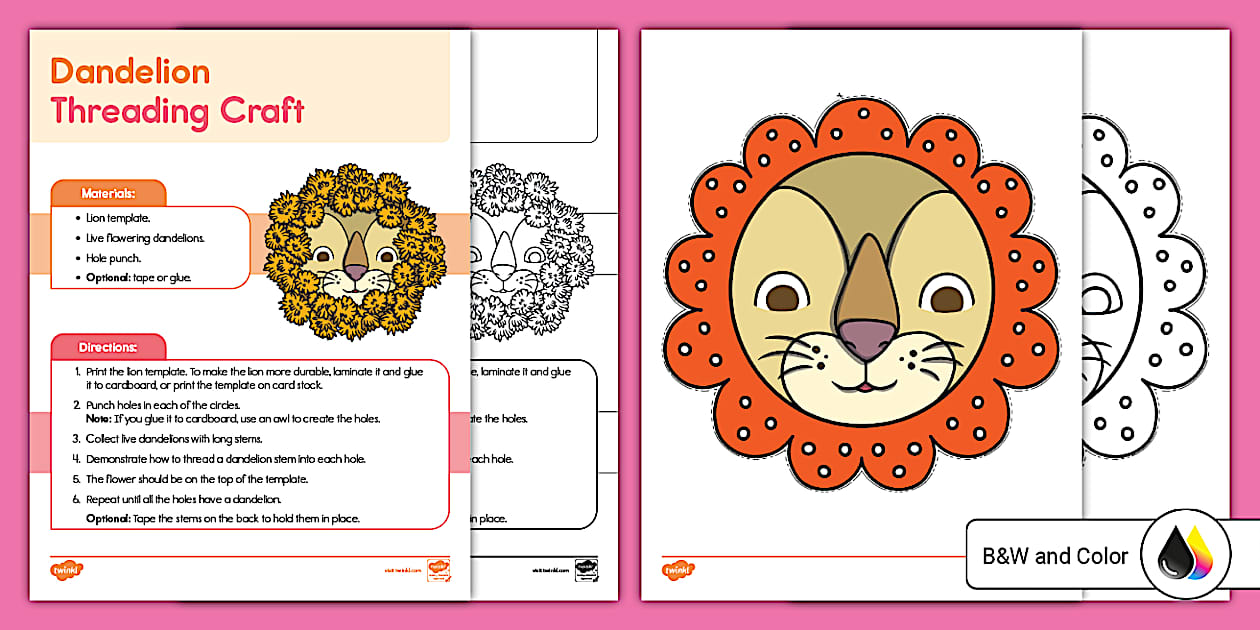 Dandelion Threading Craft (Teacher-Made) - Twinkl