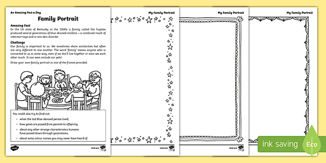 Family Portrait Worksheet / Worksheet, worksheet - Twinkl