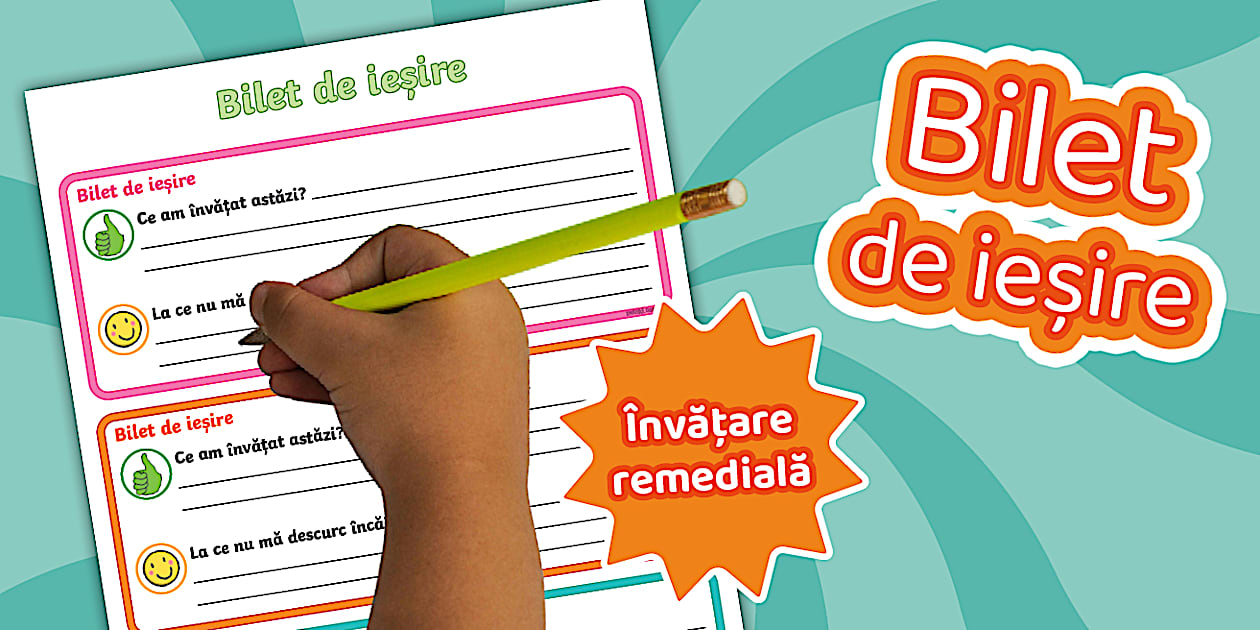 Bilet de ieșire Cartonașe de reflecție Învățare remedială