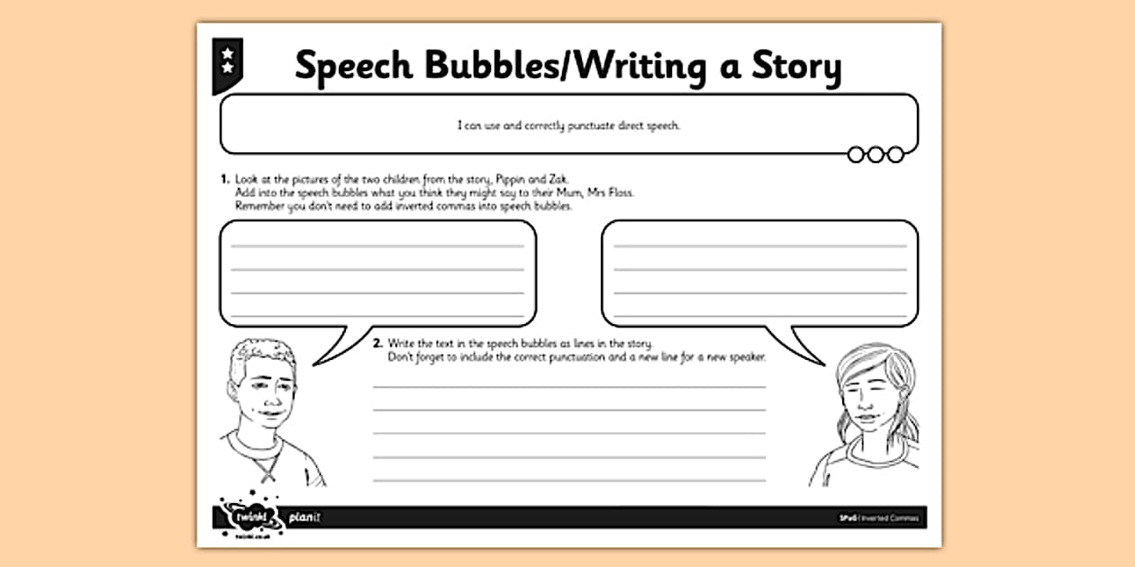 Speech Bubbles Worksheet / Worksheet (teacher made) - Twinkl