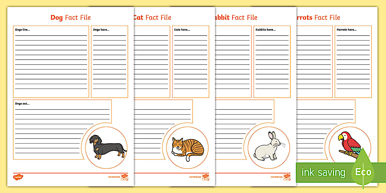 Pet Fact File Worksheet / Worksheets - Twinkl