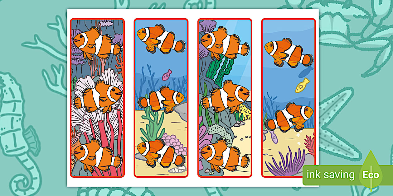 Clown Fish Bookmarks to Colour (teacher made) - Twinkl