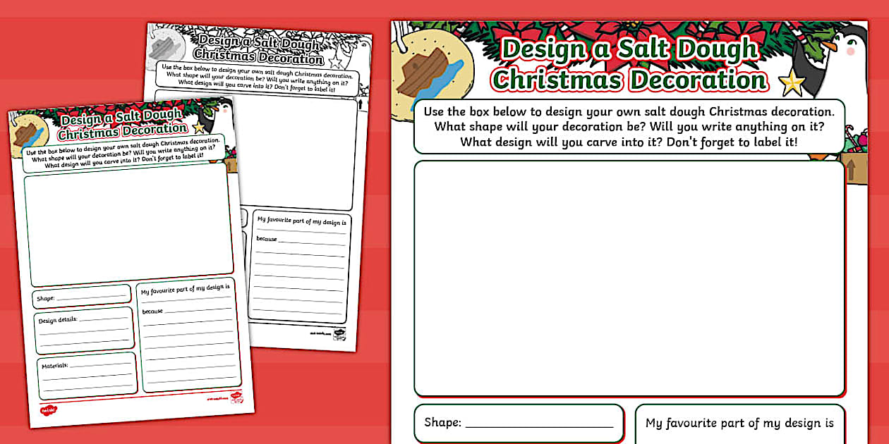 Design a Salt Dough Christmas Decoration Worksheet - Twinkl