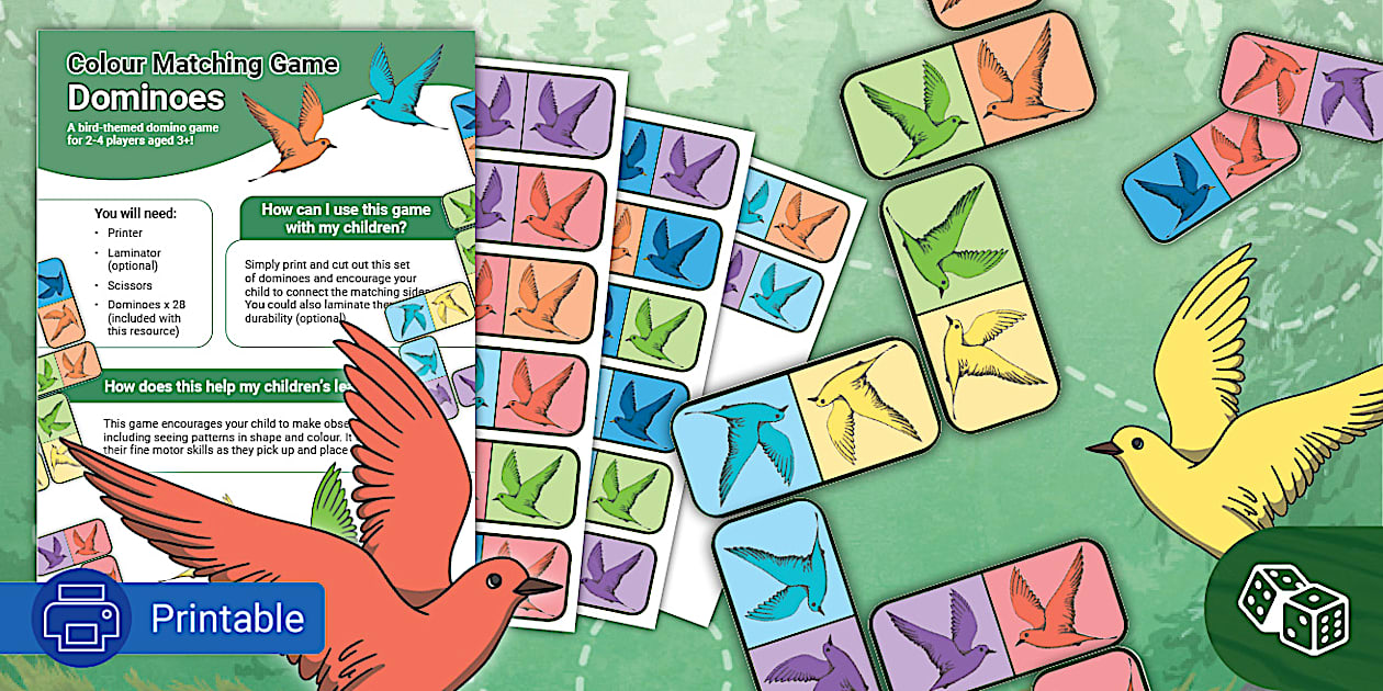 Spring Bird Dominoes - Spring Birds File Folder Game