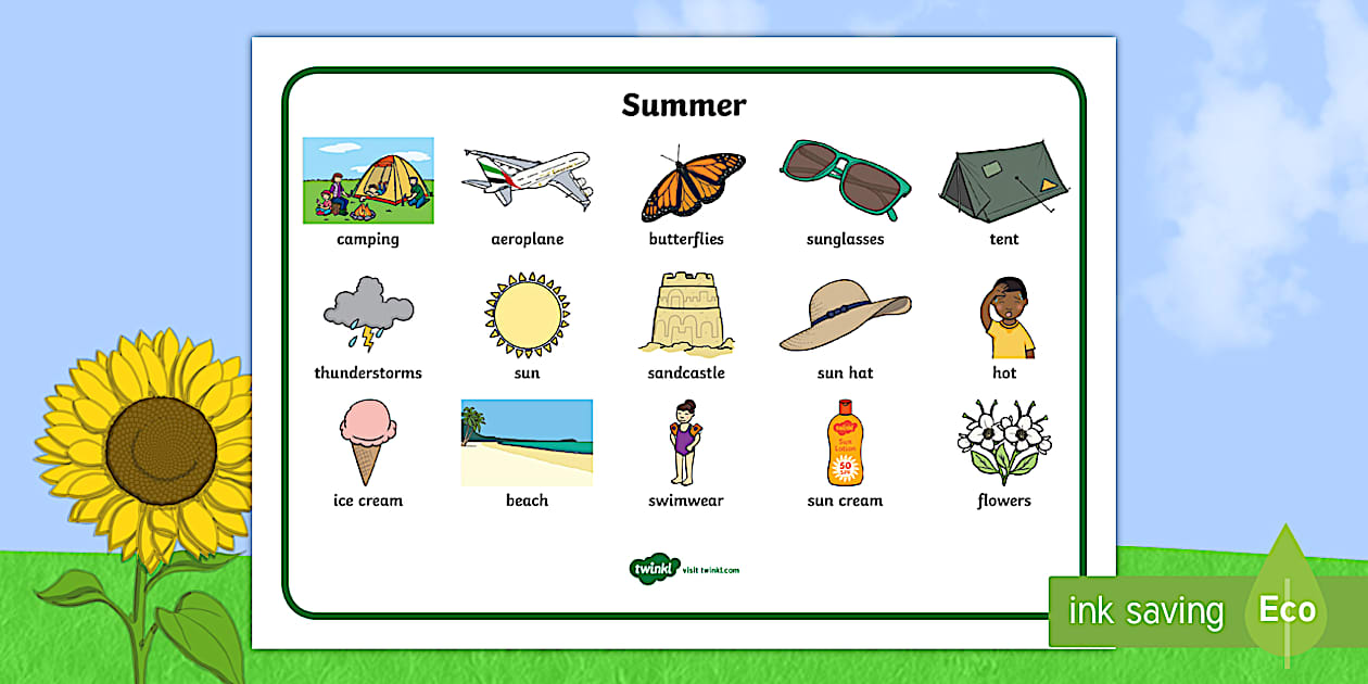 Editable Summer Holiday Word Mat (teacher made) - Twinkl