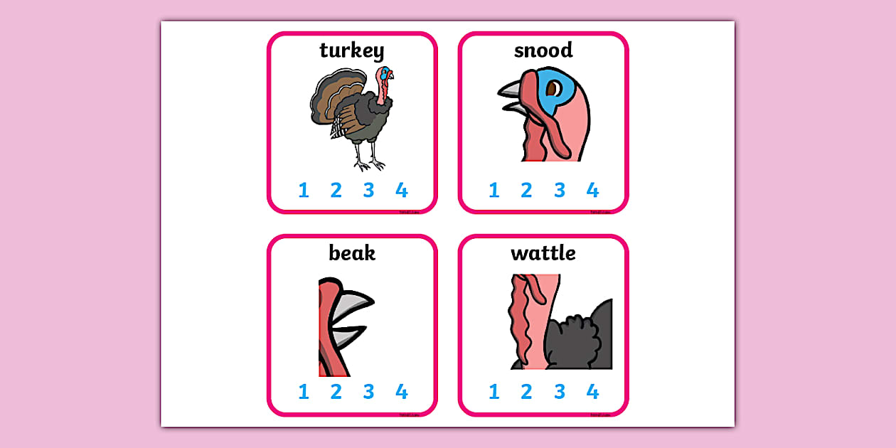 Turkey Syllables Clip Cards
