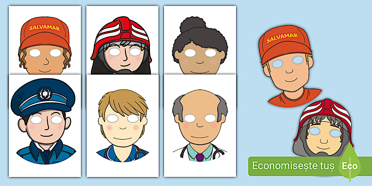 Cui cerem ajutorul? – Măști pentru jocul de rol - Twinkl