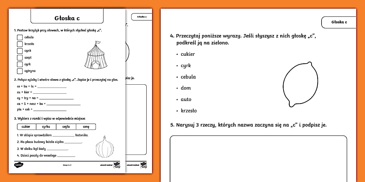 Logopedia | Głoska c | Karta pracy (Teacher-Made) - Twinkl