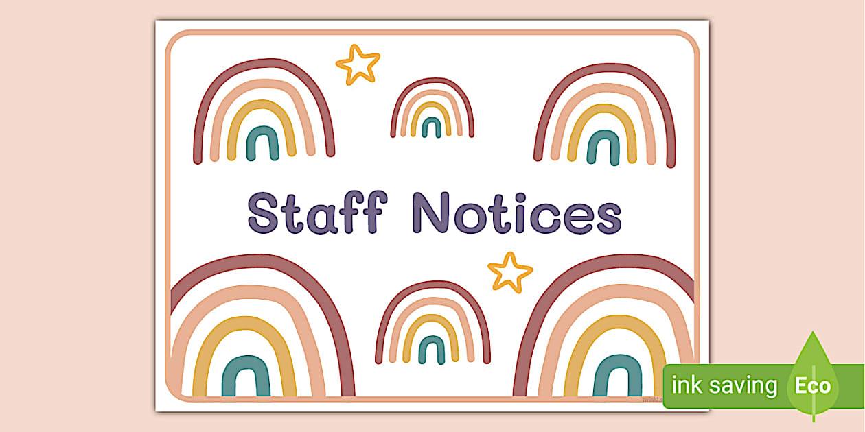 Muted Rainbow Staff Notices Sign (professor feito) - Twinkl