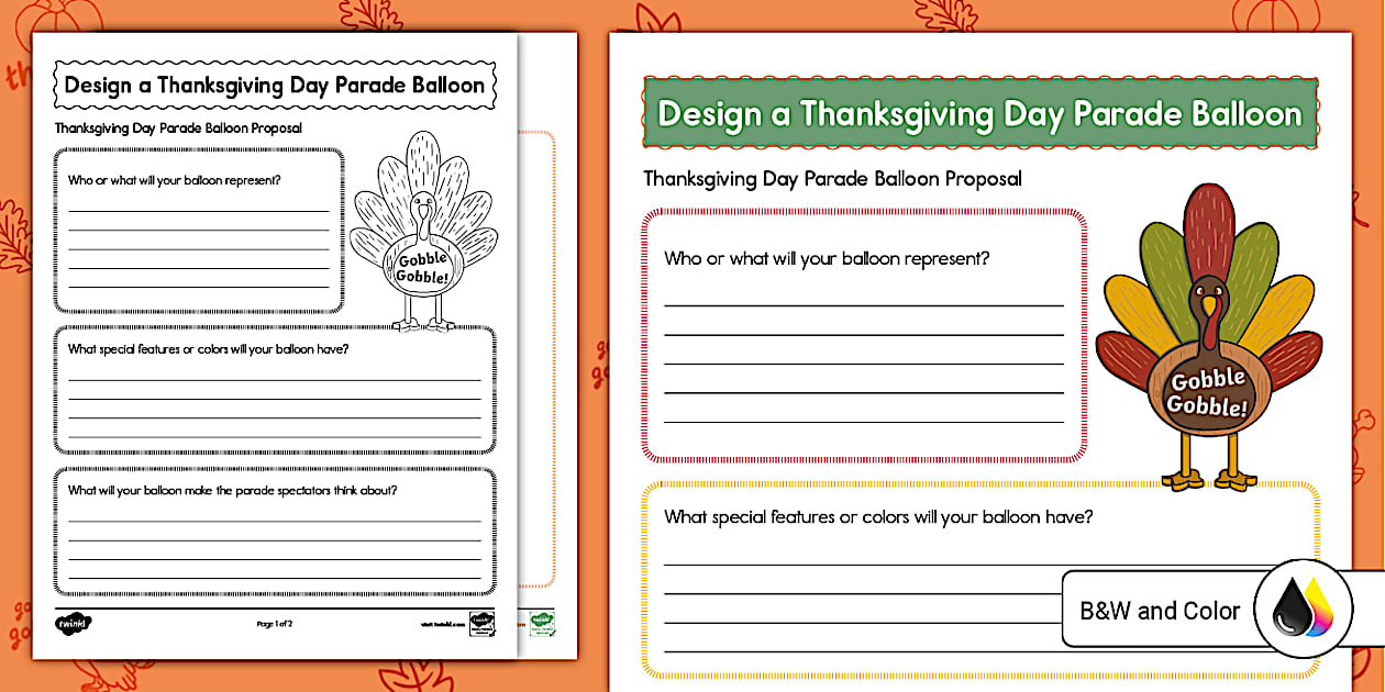 Design a Thanksgiving Day Parade Balloon Activity 1st-2nd