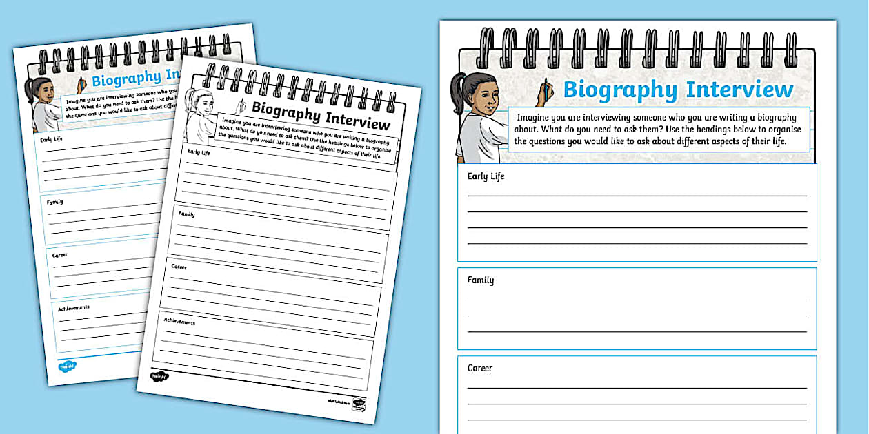 Biography Interview Worksheet (teacher made) - Twinkl