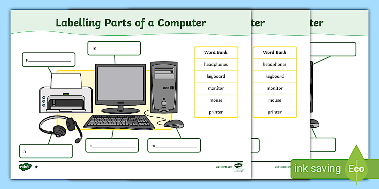 KS1 Computer Parts Activity | Differentiated Labelling Sheet