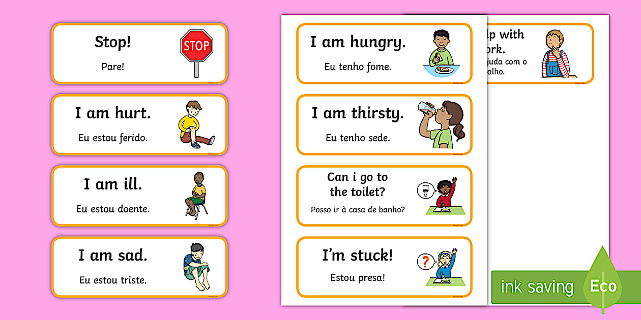 EAL Survival Word Cards English/Portuguese (teacher made)
