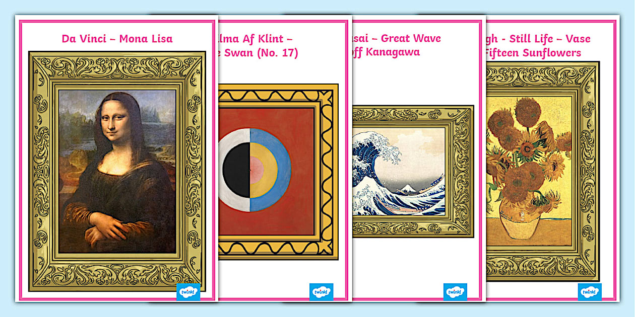 Cursive Famous Paintings Display Posters (teacher made)