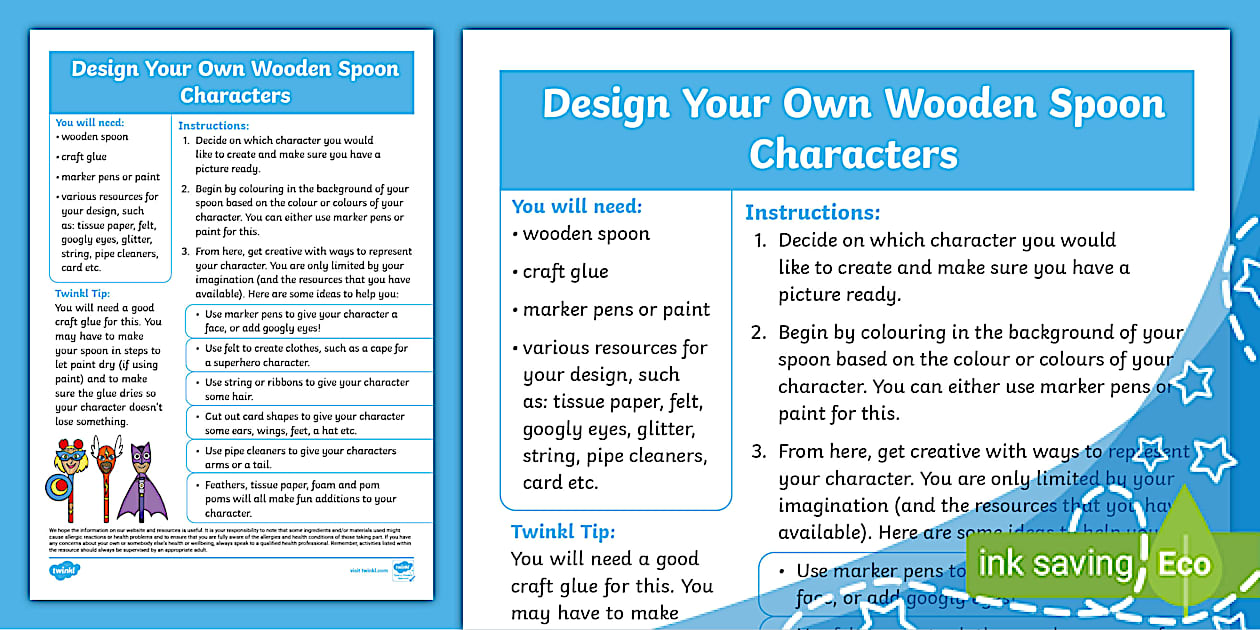 Design Your Own Wooden Spoon Characters - Twinkl
