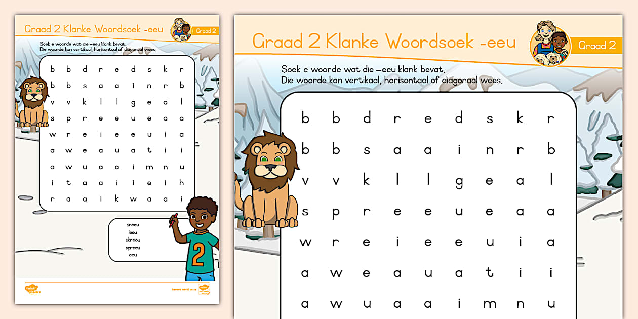 Graad 2 Klanke Woordsoek -eeu (teacher made) - Twinkl