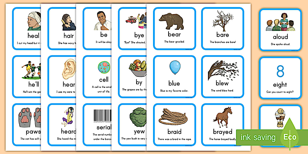 Homophones Matching Cards (teacher made) - Twinkl