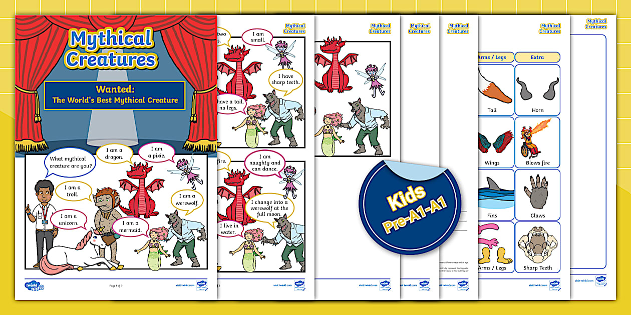 ESL Reading Comprehension: Mythical Creatures [Kids, Pre-A1-A1]