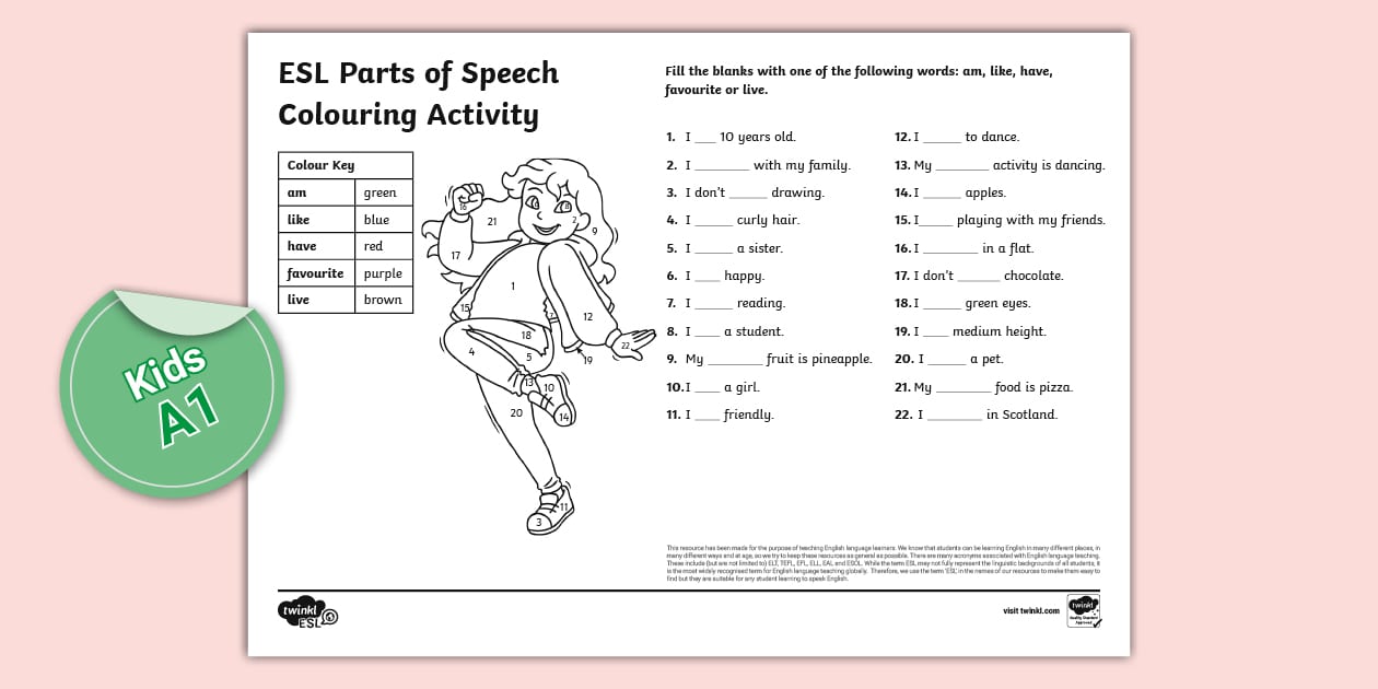 Twinkl ESL Colouring Sheet: All About Me (teacher made)