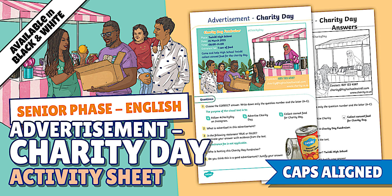 Senior Phase - English - Charity Day Fund Raising Advert - Activity Sheet