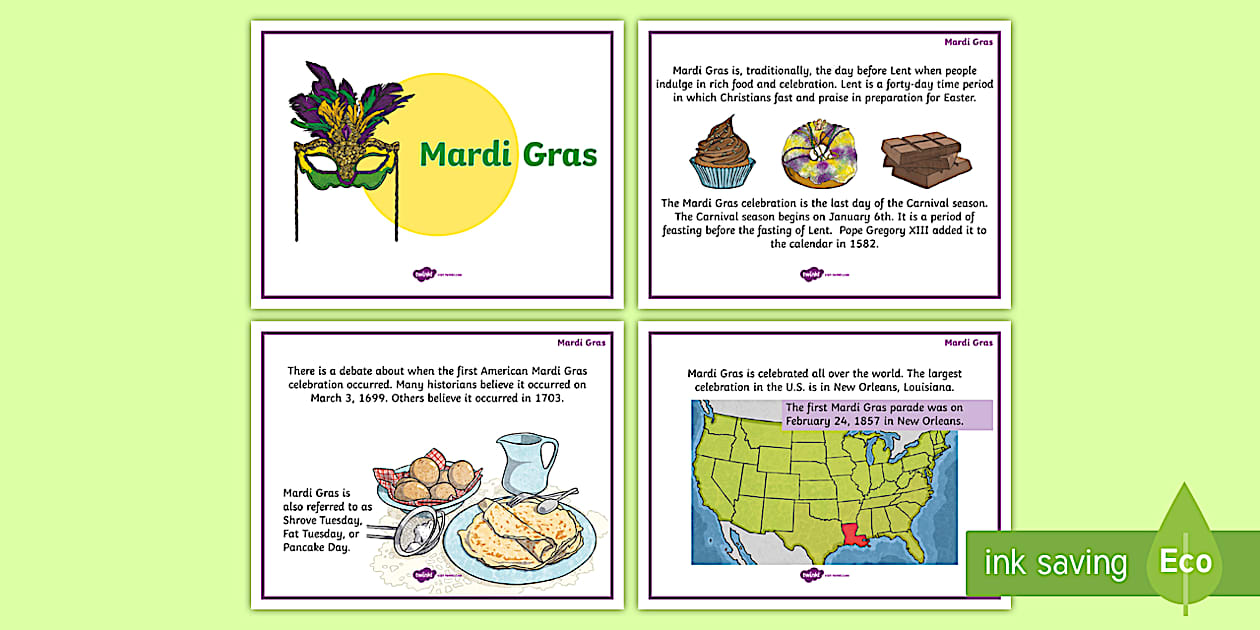 Prep-Free Mardi Gras Information Poster Pack | Twinkl USA
