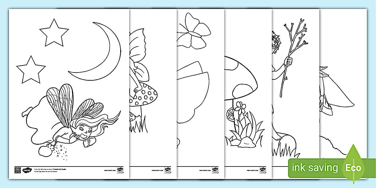 Printable Fairy Colouring Pages for Kids (teacher made)