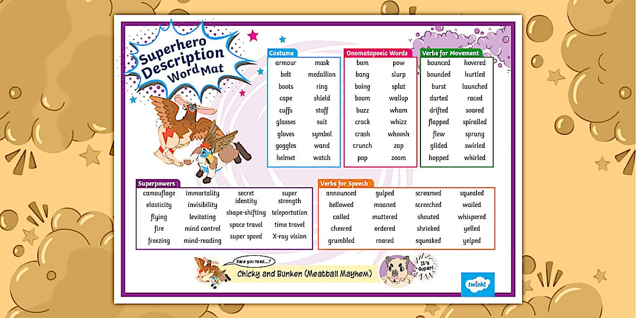 Lower KS2 Superhero Description Word Mat | Twinkl Originals