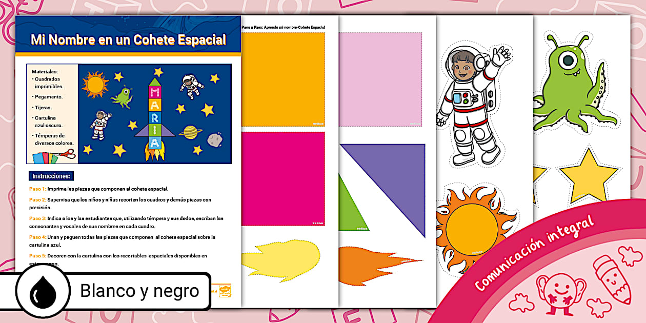 Paso | a | Paso | Aprendo | Mi | Nombre | Cohete | Espacial