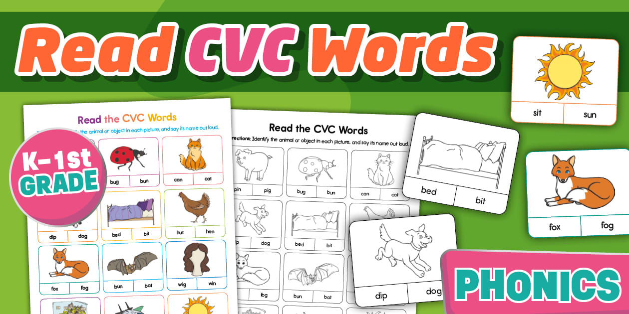 Read the CVC Words Worksheet for K-1st Grade - Twinkl