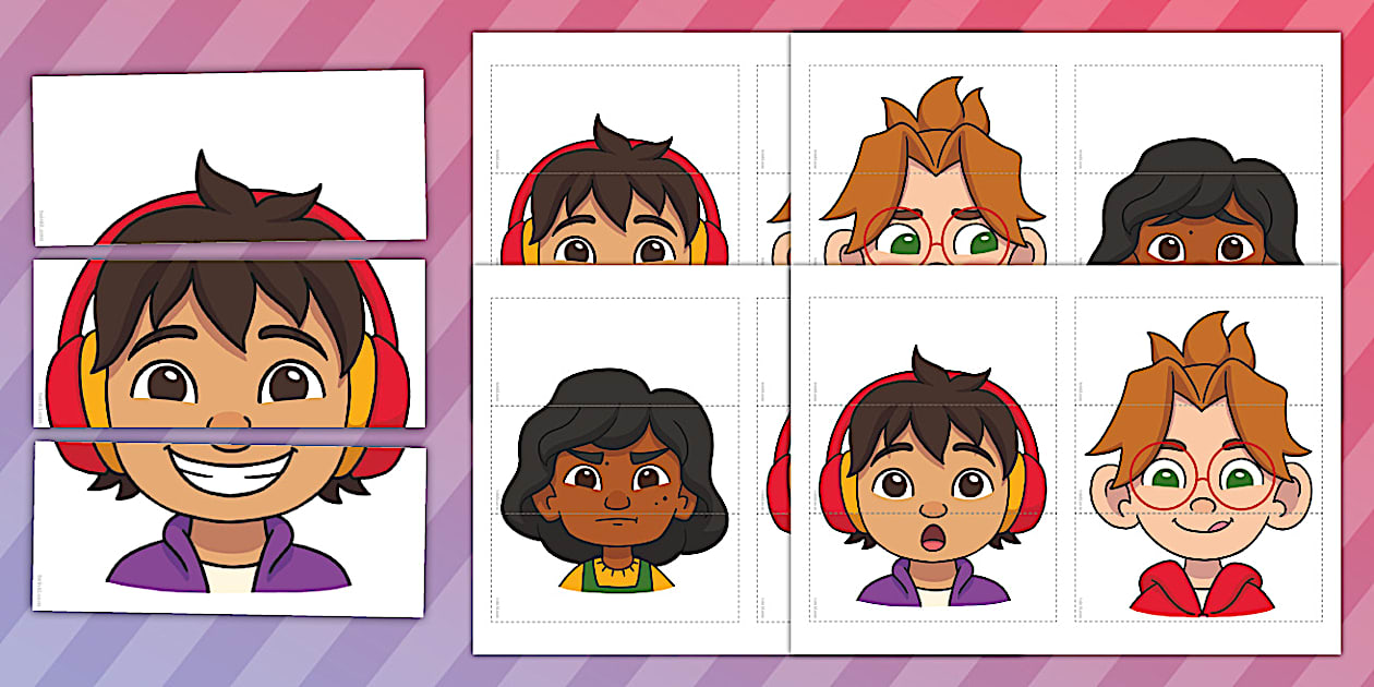 Feelings and Emotions Face Puzzles (teacher made) - Twinkl