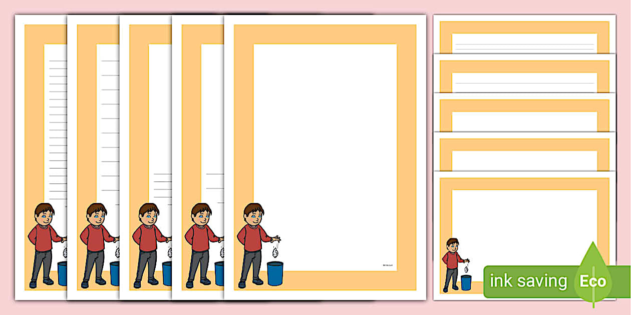 Putting Rubbish in the Bin Page Border | Page Borders