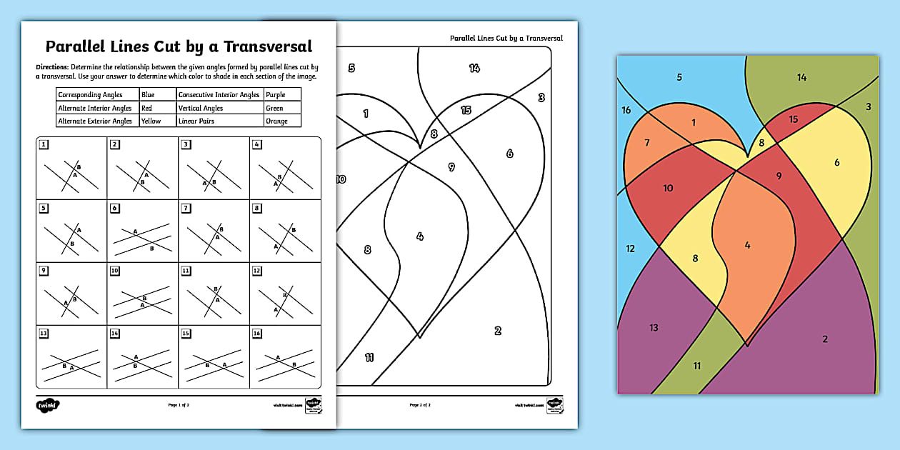 Parallel Lines Cut by a Transversal Coloring Worksheet