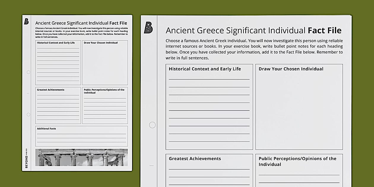 Ancient Greece Significant Individual Fact File - Twinkl