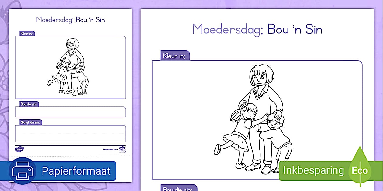 Moedersdag Bou 'n Sin Aktiwiteit - Twinkl