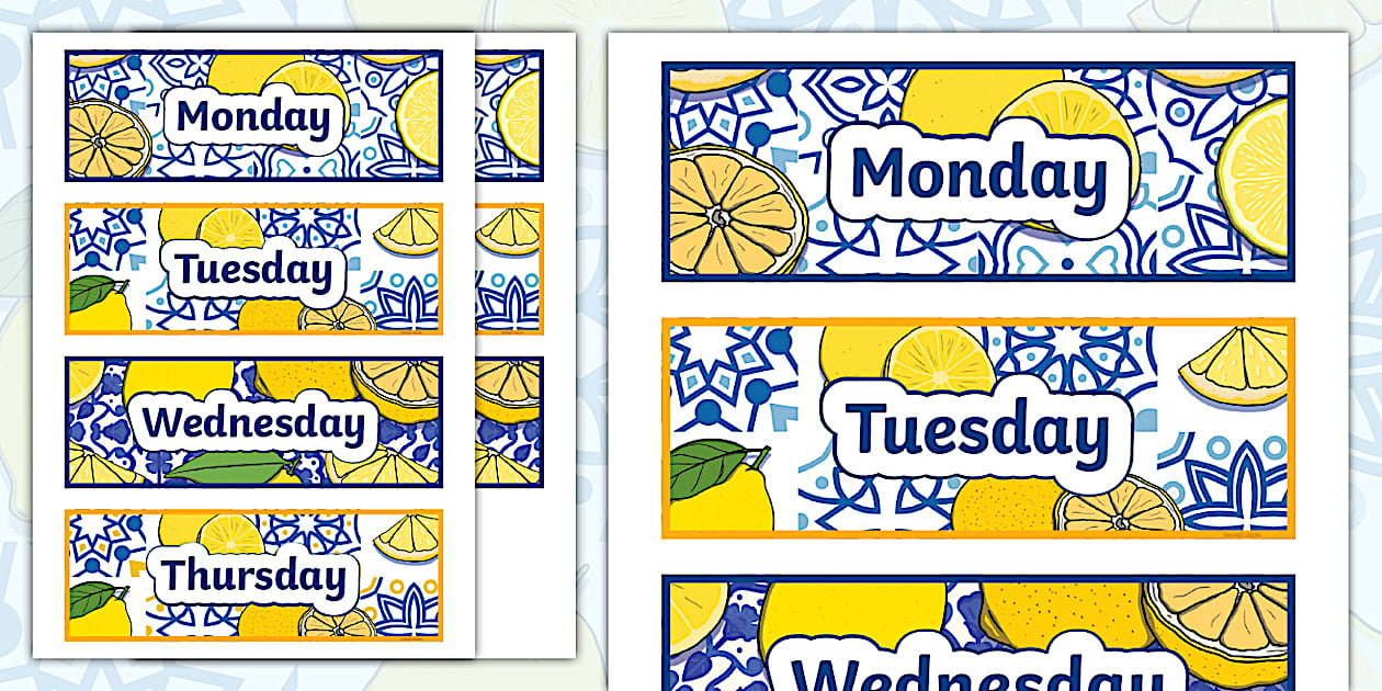 Mediterranean Lemon Days of the Week Labels (Teacher-Made)