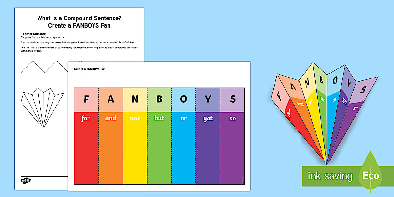 Editable What Is a Compound Sentence? Create a FANBOYS Fan Worksheet