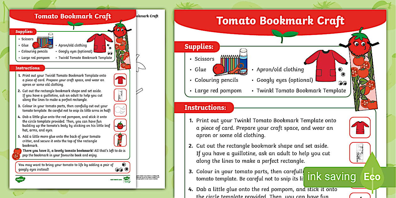 Tomato Bookmark Craft Activity | Twinkl | Crafts | Bookmarks