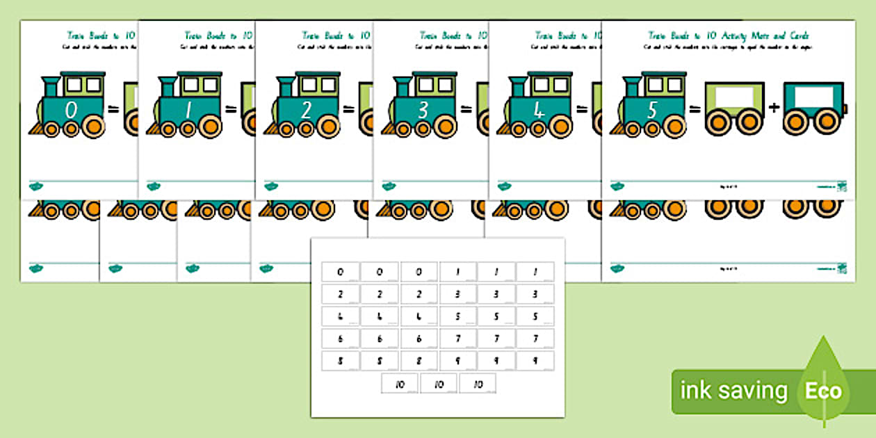 Train Bonds to 10 Activity Mats and Cards - Twinkl