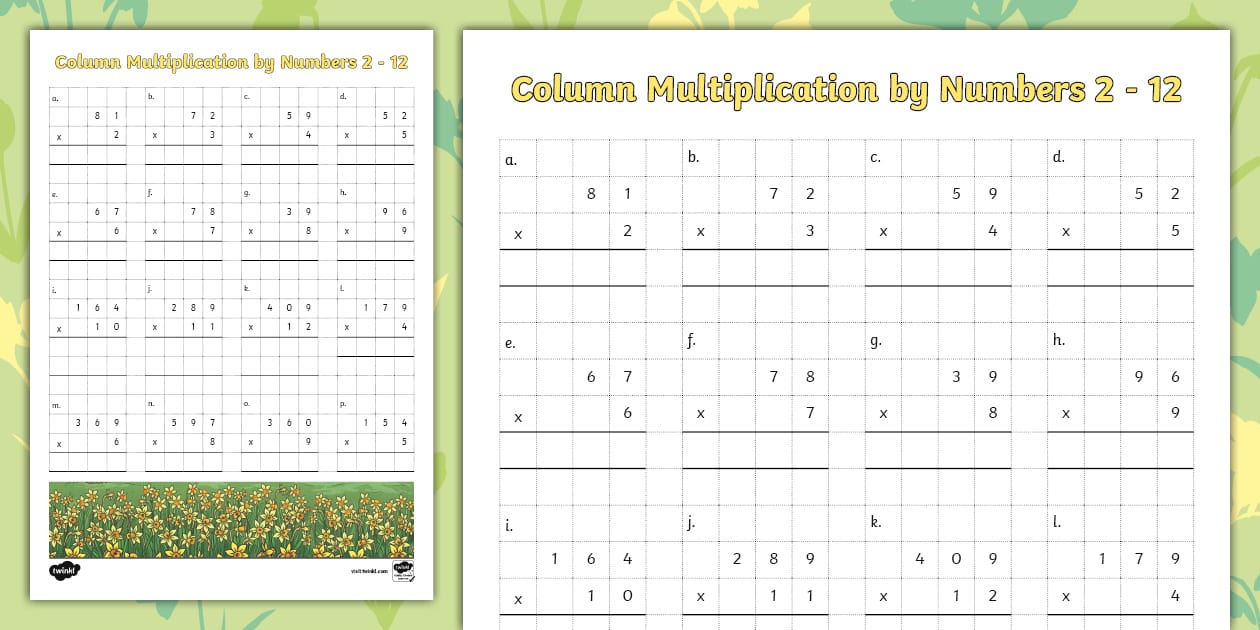 Spring-Themed Multiplication on Squared Paper - Twinkl